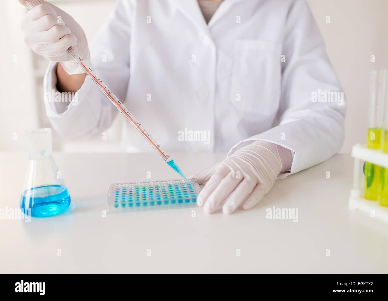 close up of scientist making test in lab Stock Photo - Alamy