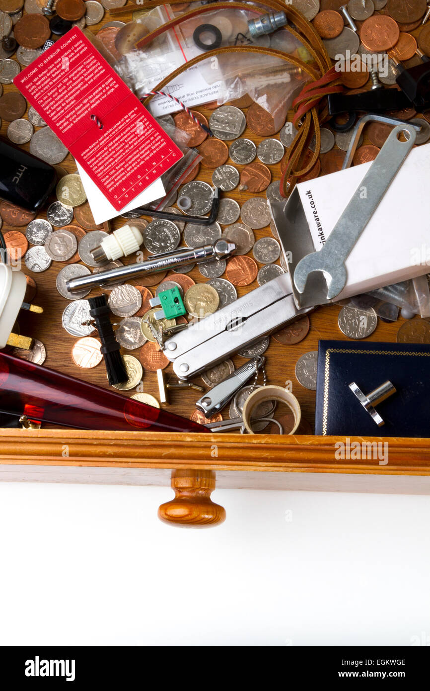 Contents of a drawer. A man drawer Stock Photo - Alamy