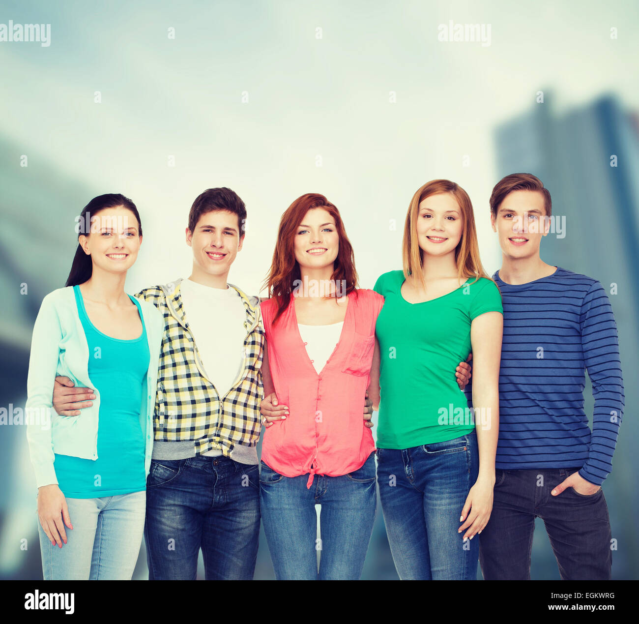 group of smiling students standing Stock Photo - Alamy