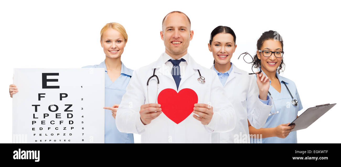 group of smiling doctors with red heart shape Stock Photo - Alamy