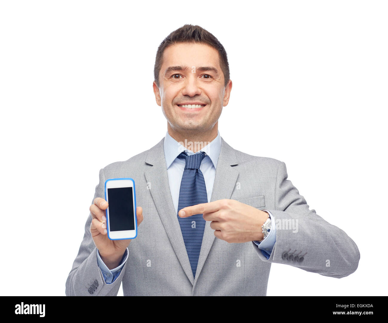 Happy black businessman smartphone hi-res stock photography and images ...