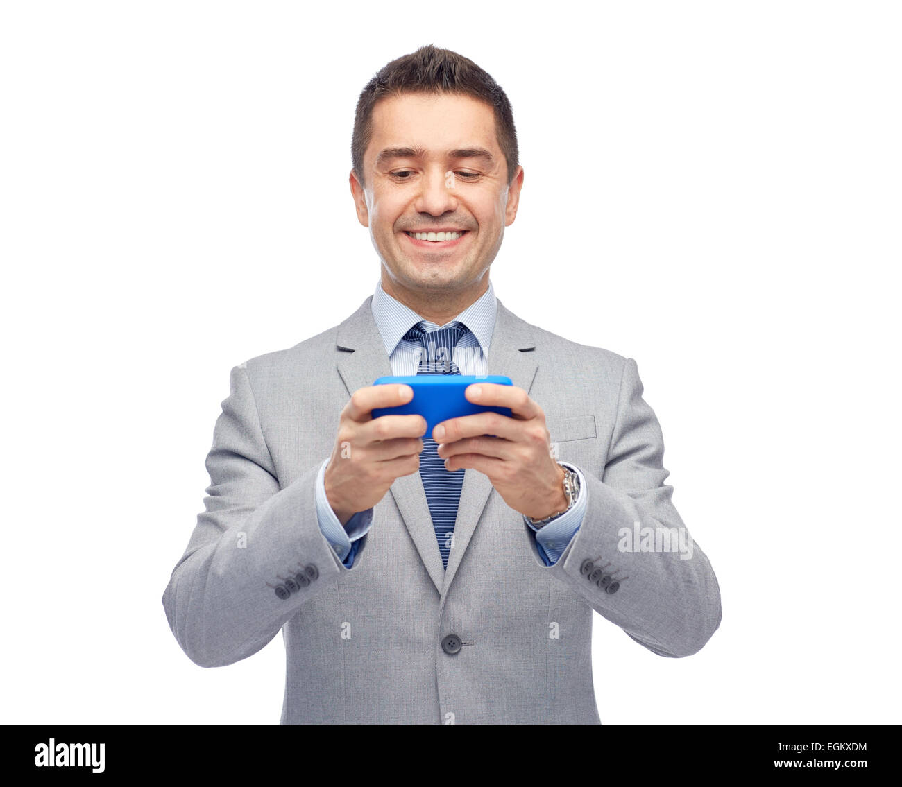 Businessman browsing smartphone on white hi-res stock photography and ...