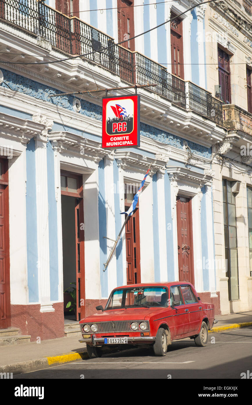 Cienfuegos typical colonial buildings PCC Comite Partido Comunista de ...