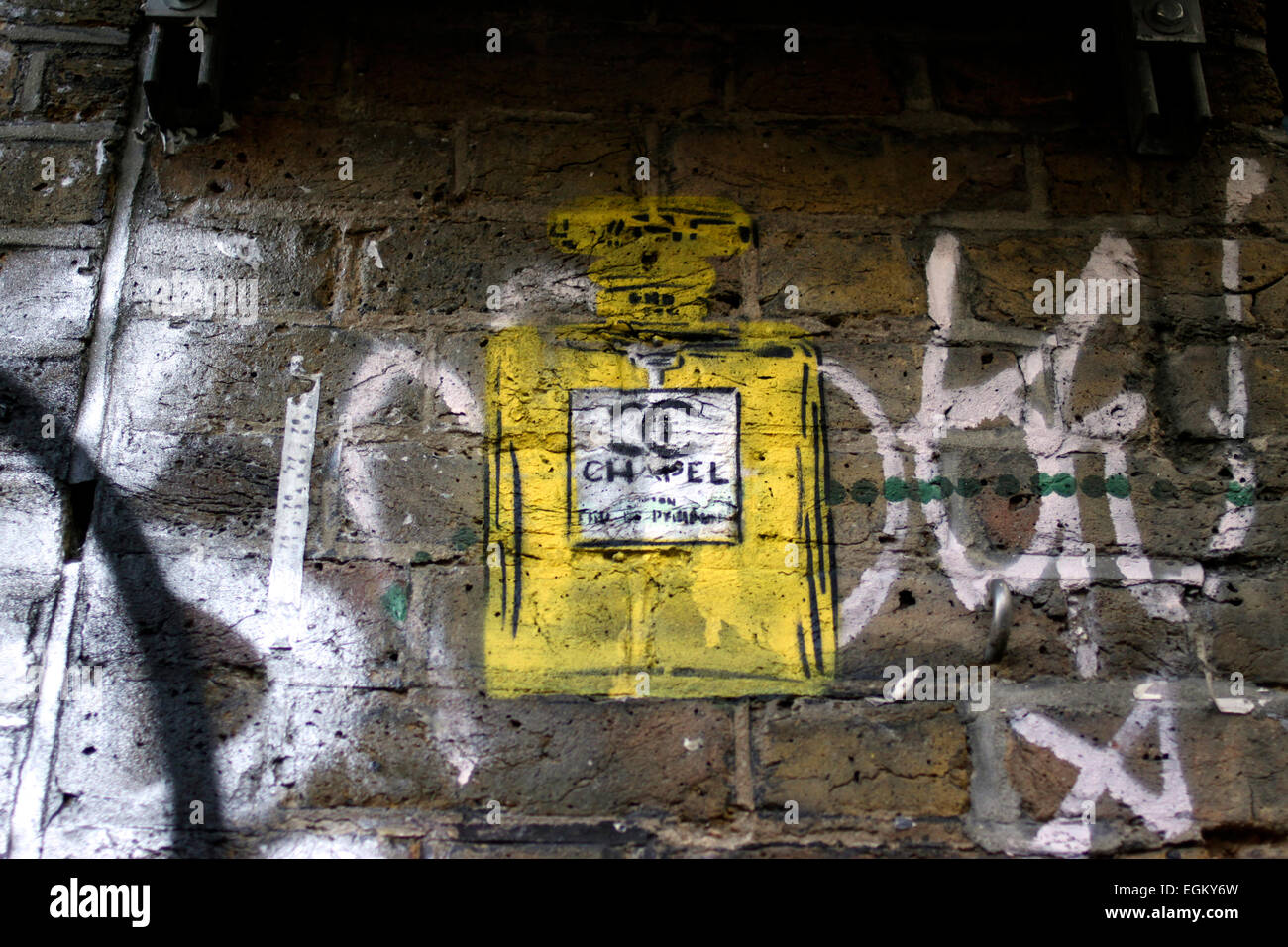 Street art by Endless The Artist with a bottle of perfume labeled ...