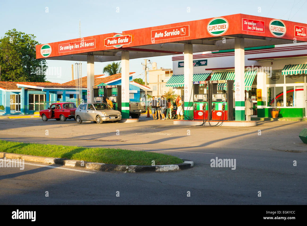 Cuba Cienfuegos Punta Gorda Cupet Cimex Service Station forecourt ...
