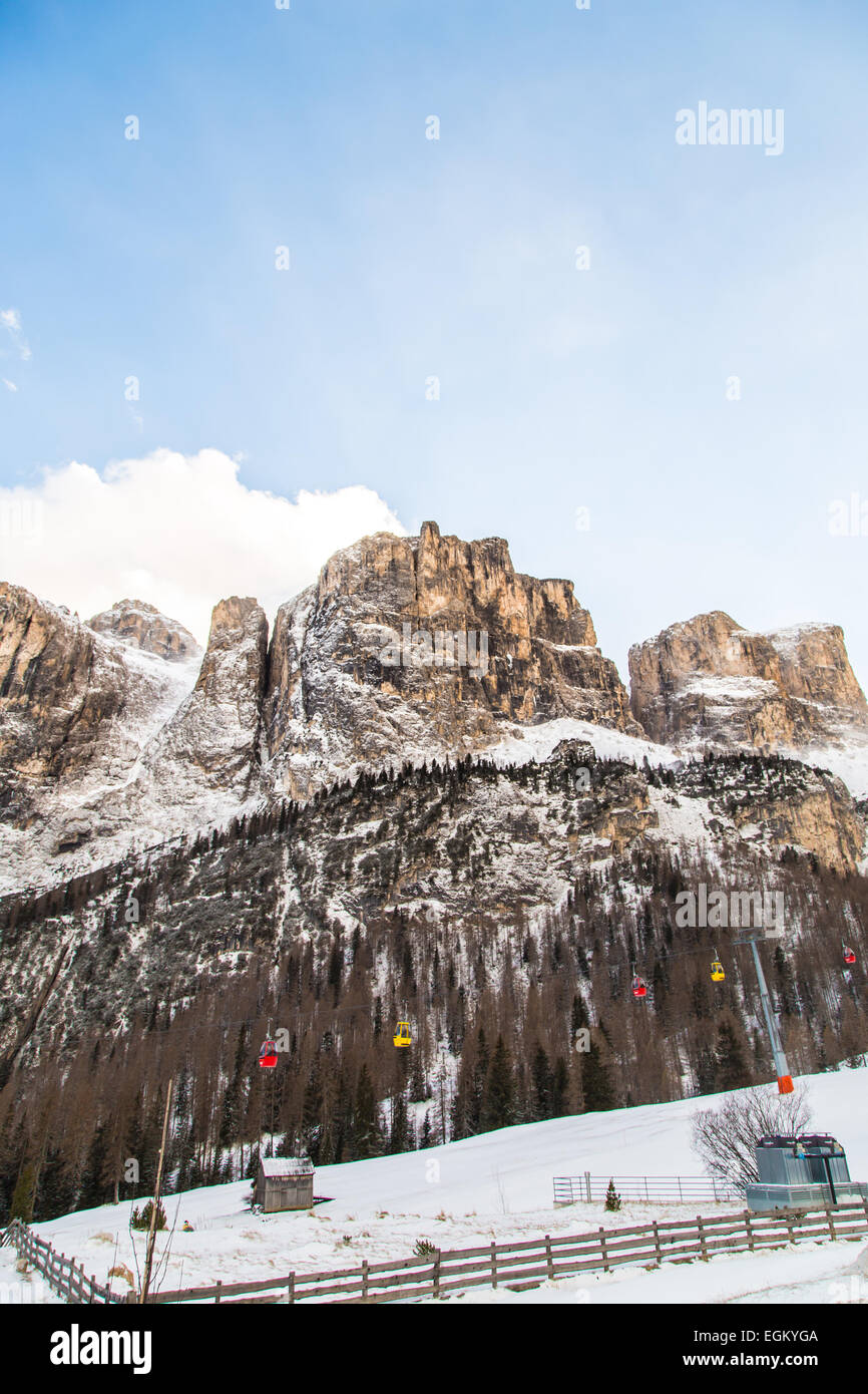 winter in the italian alps, with the ski slope full of snow Stock Photo ...