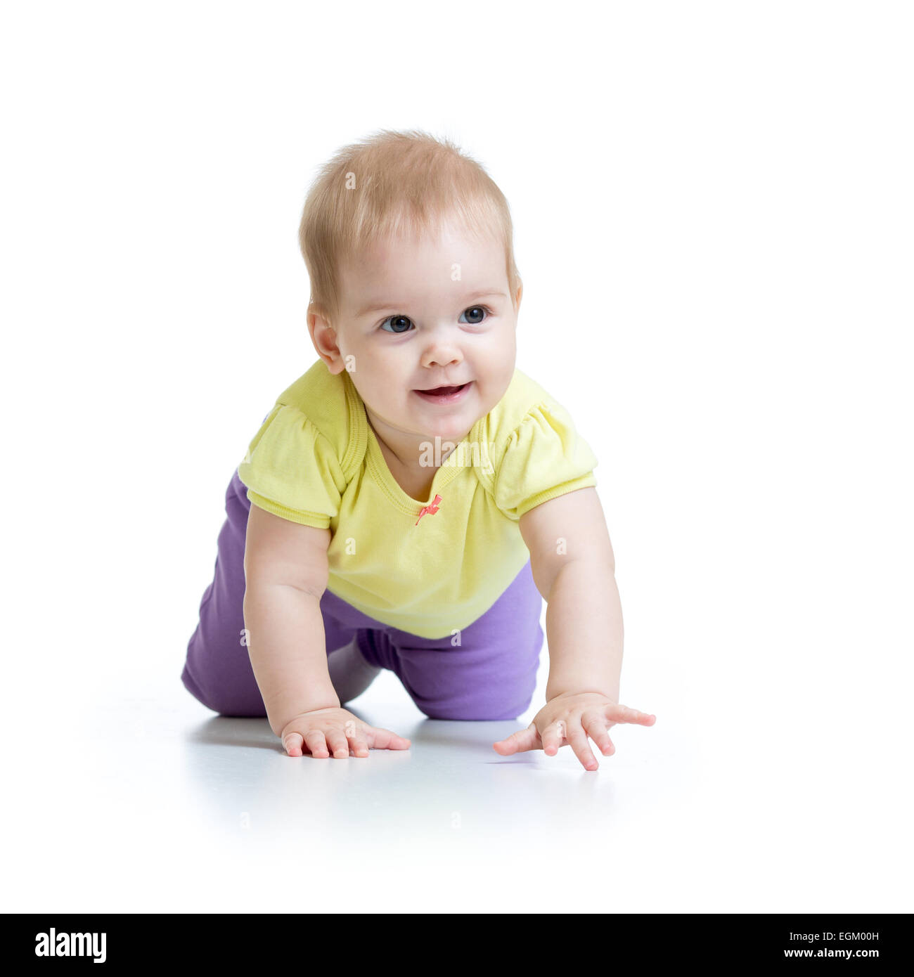 pretty crawling baby isolated on white Stock Photo - Alamy
