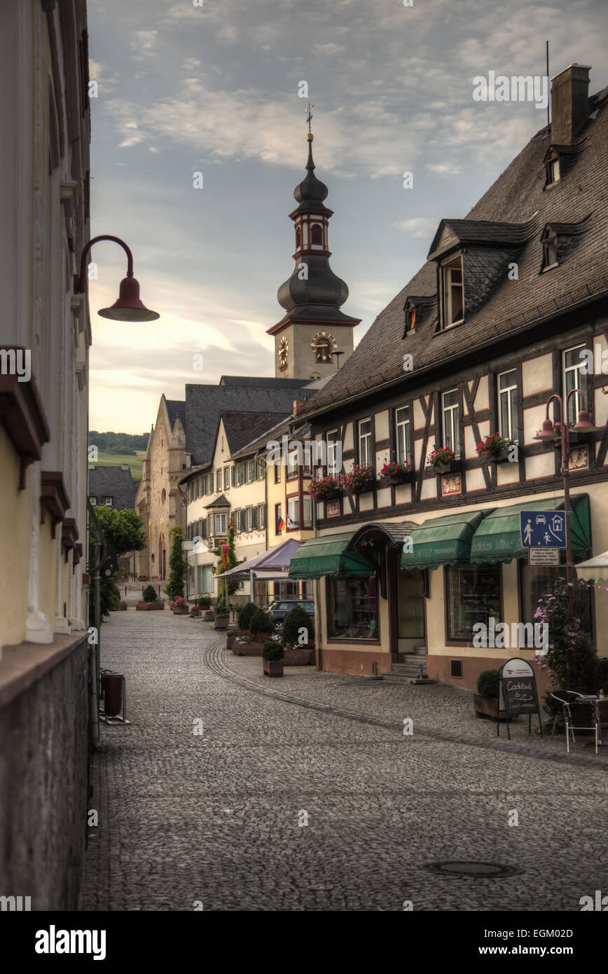 An evening scene along a street in Rudesheim, Germany Stock Photo - Alamy