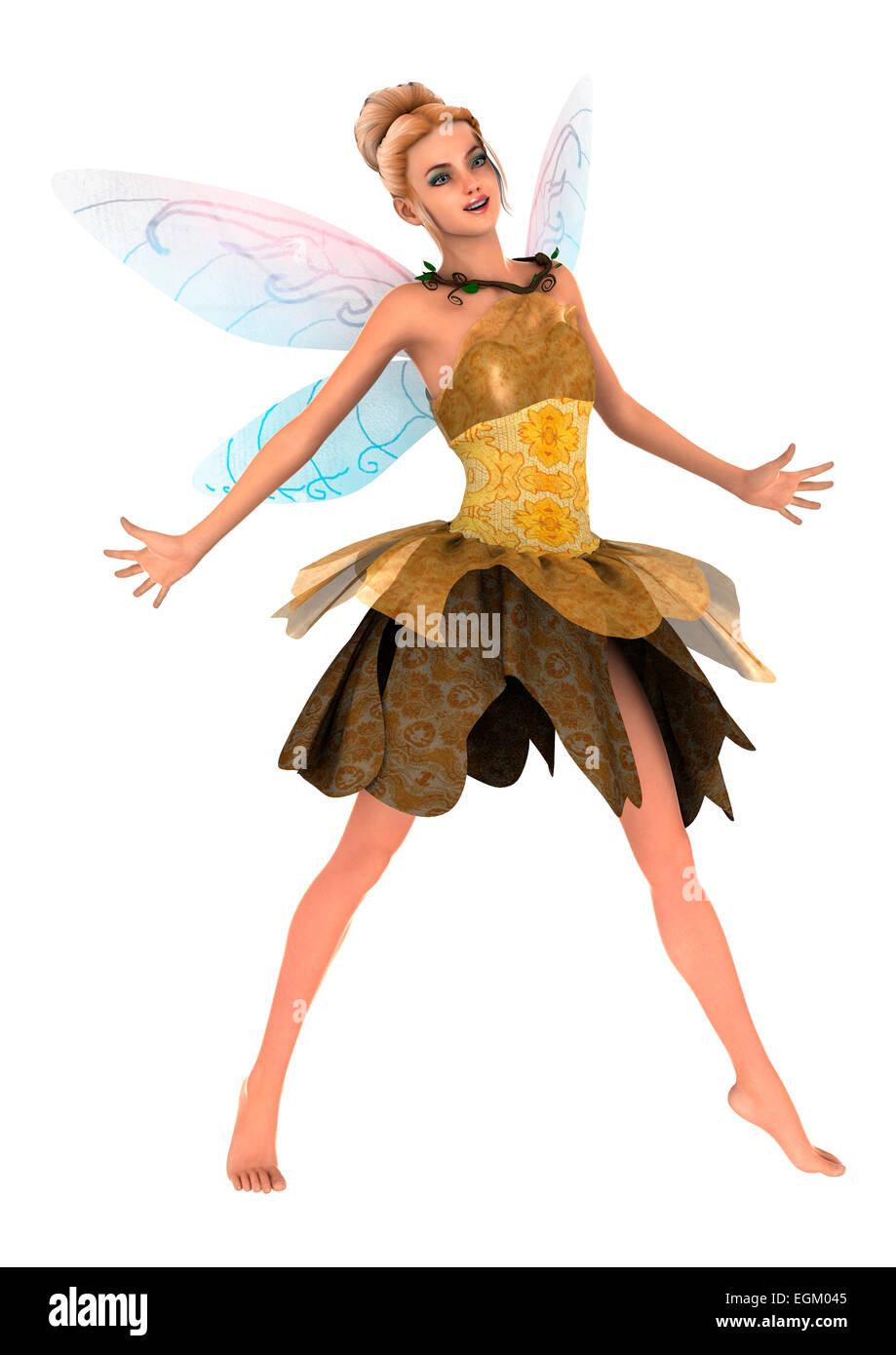 3D digital render of a beautiful fantasy fae isolated on white ...