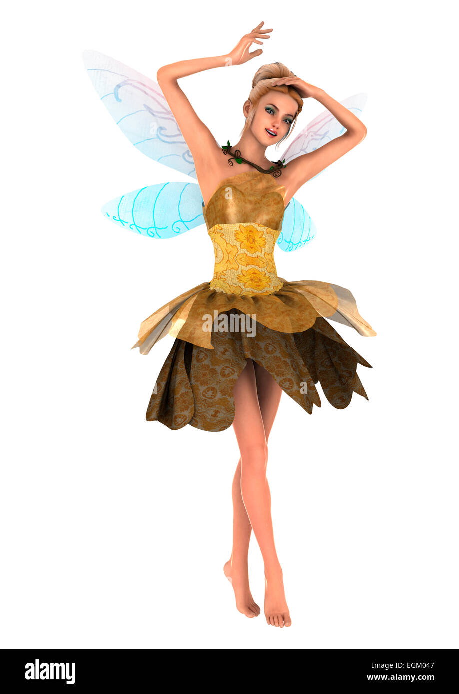 3D digital render of a beautiful fantasy fae isolated on white ...