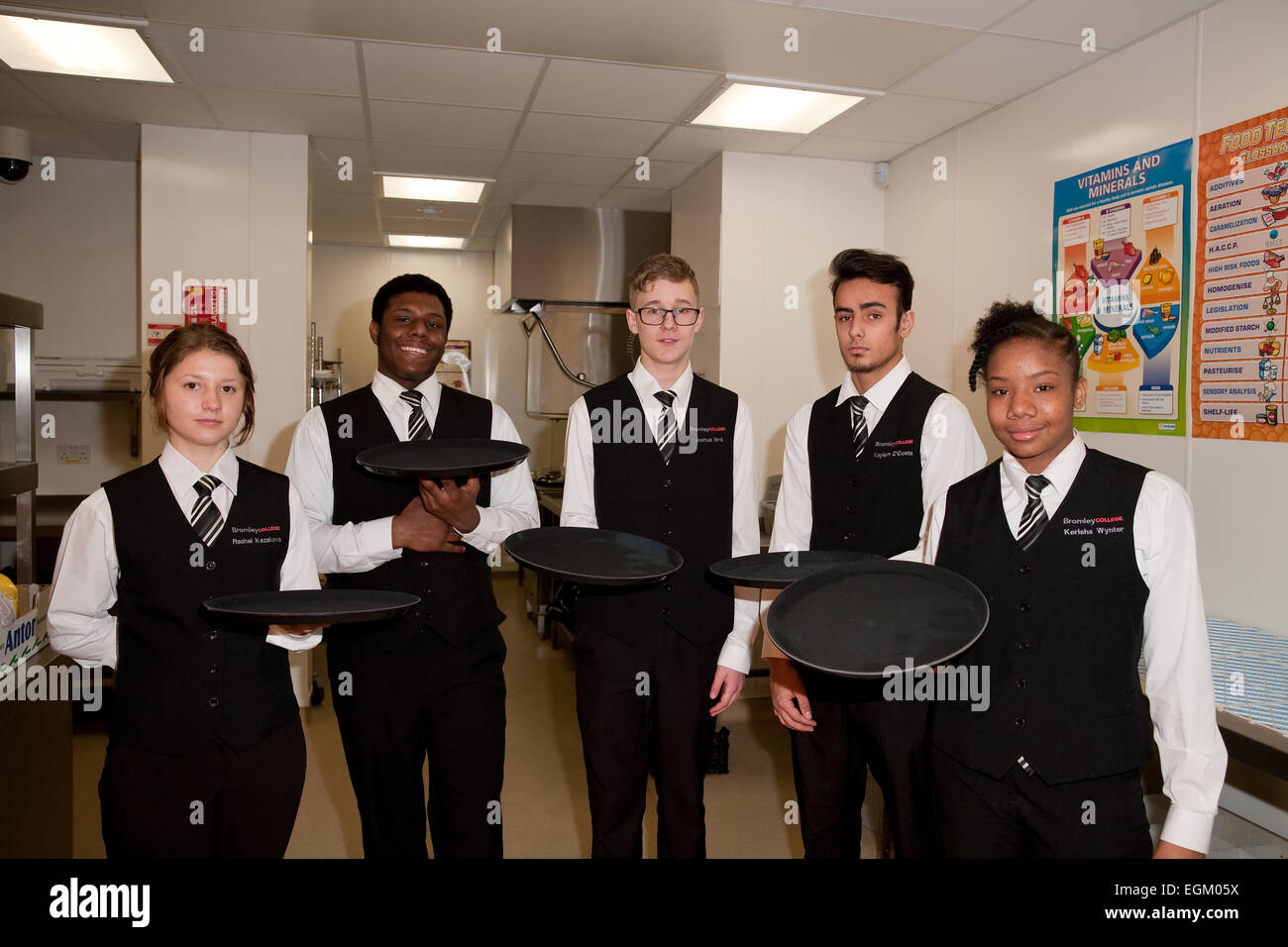 Student Waiters pose at the opening of BR6 a student run restaurant ...