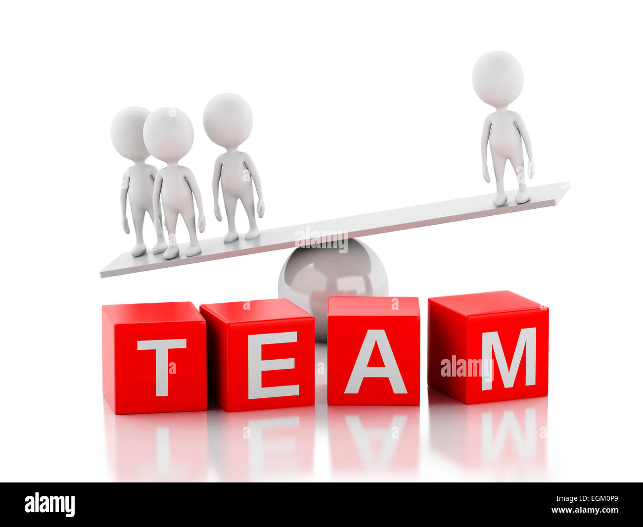 3d render image. White business people on a balance. Team concept ...