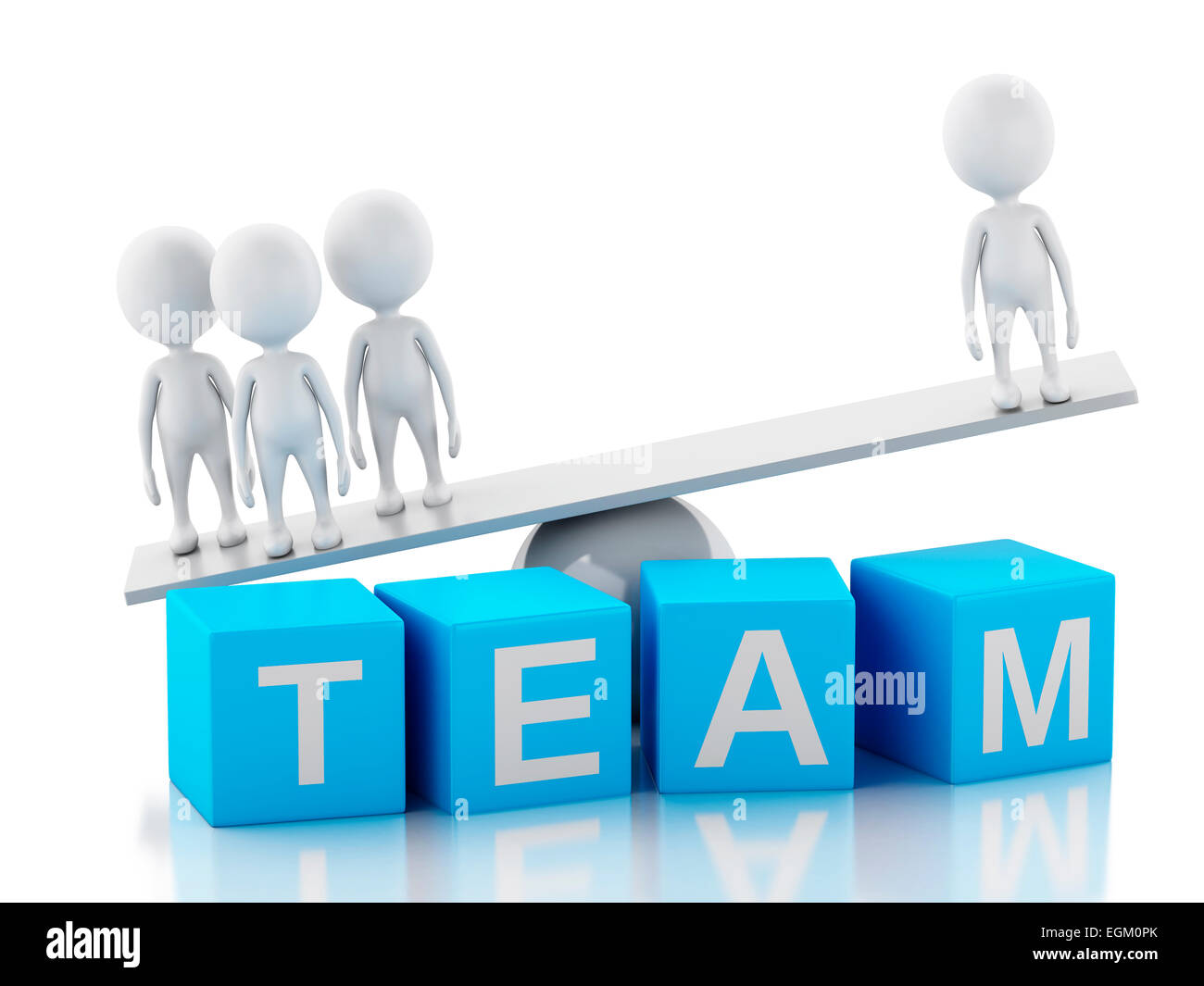 3d render image. White business people on a balance. Team concept ...