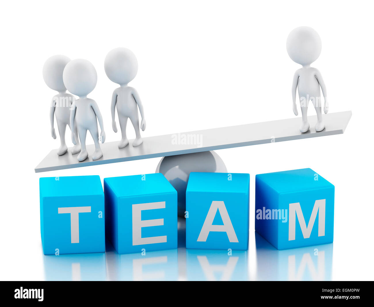3d render image. White business people on a balance. Team concept ...