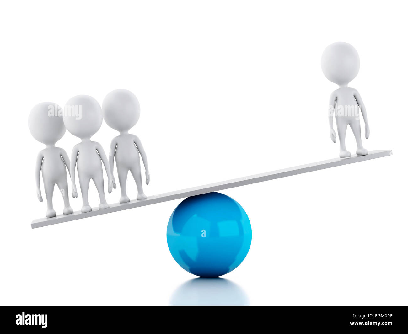 3d render image. White business people on a balance. Team concept ...