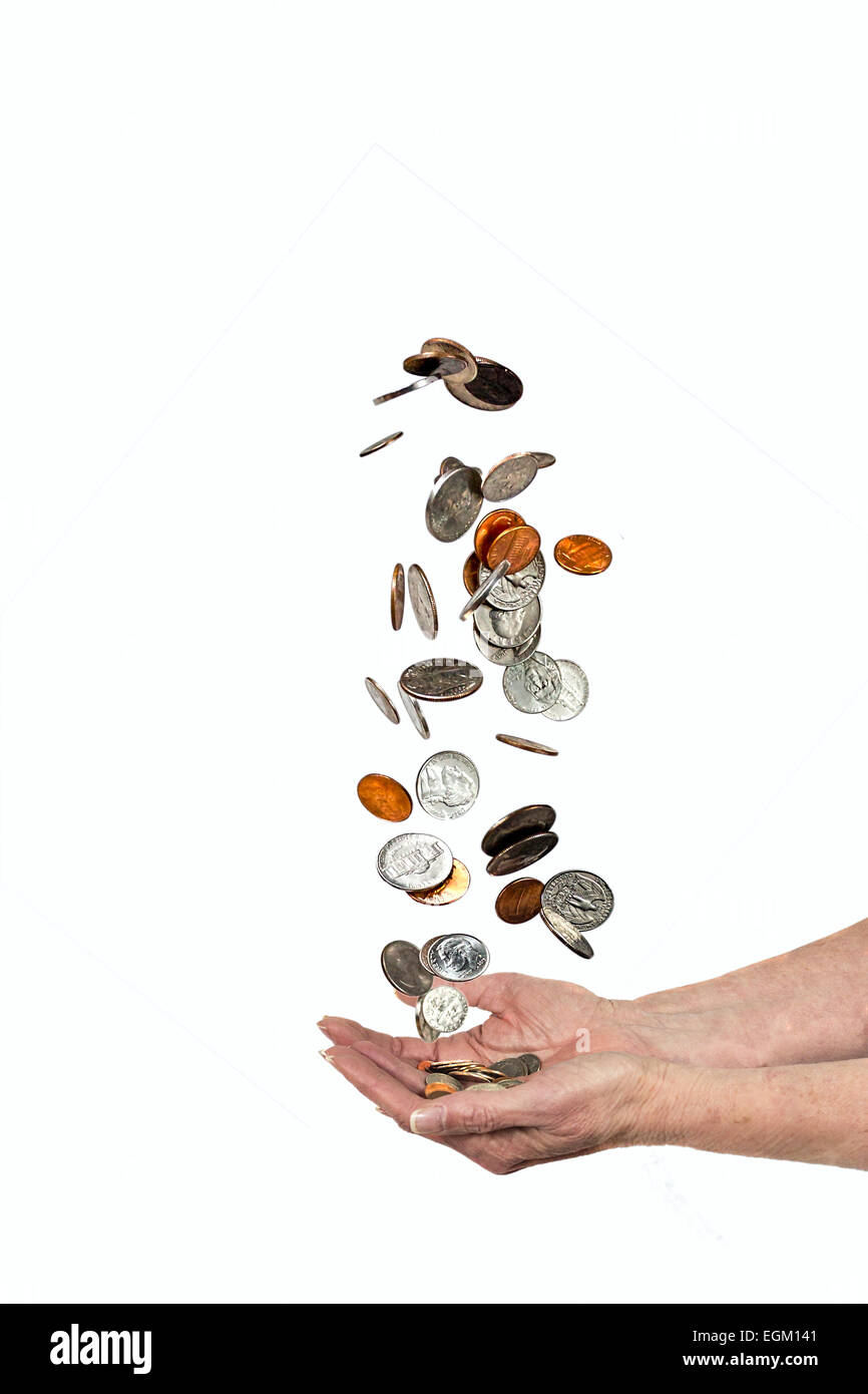 Close up hand giving coins hi-res stock photography and images - Alamy