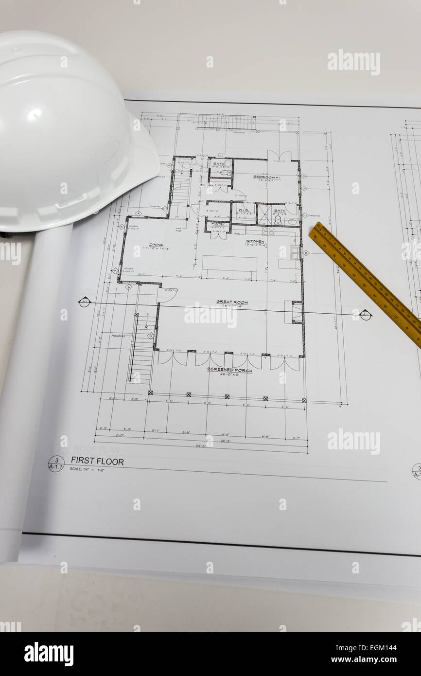 Construction plans hard hat hi-res stock photography and images - Alamy