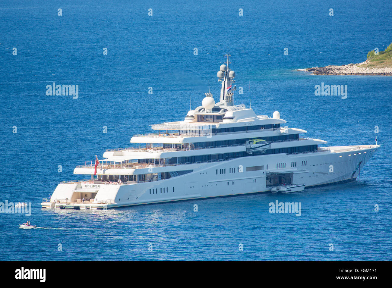 The megayacht 'Eclipse' owned by Roman Abramovich is anchored in Tiha ...
