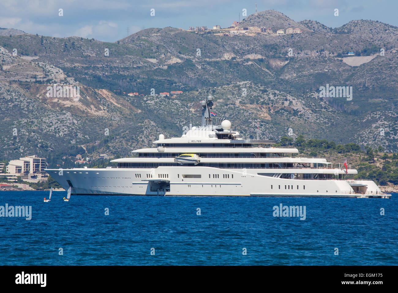 The megayacht 'Eclipse' owned by Roman Abramovich is anchored in Tiha ...