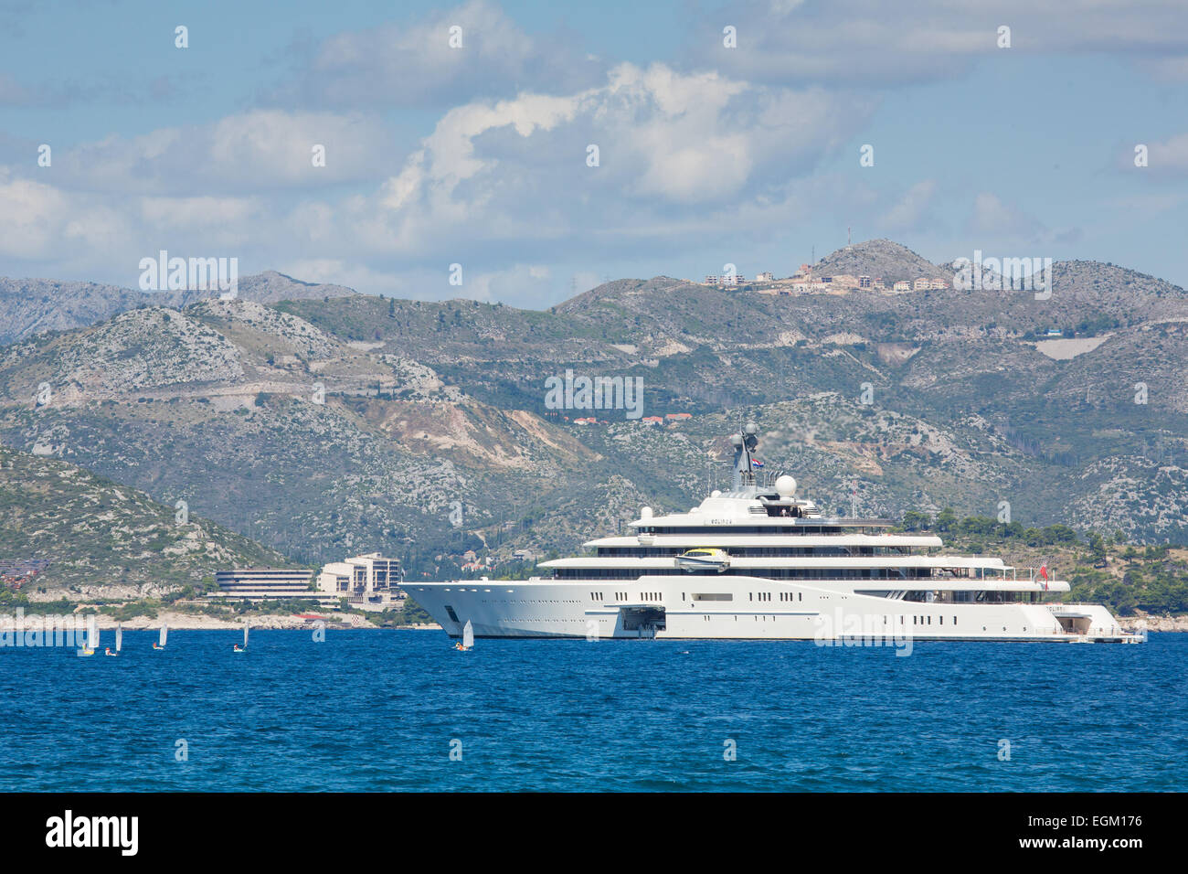 The megayacht 'Eclipse' owned by Roman Abramovich is anchored in Tiha ...