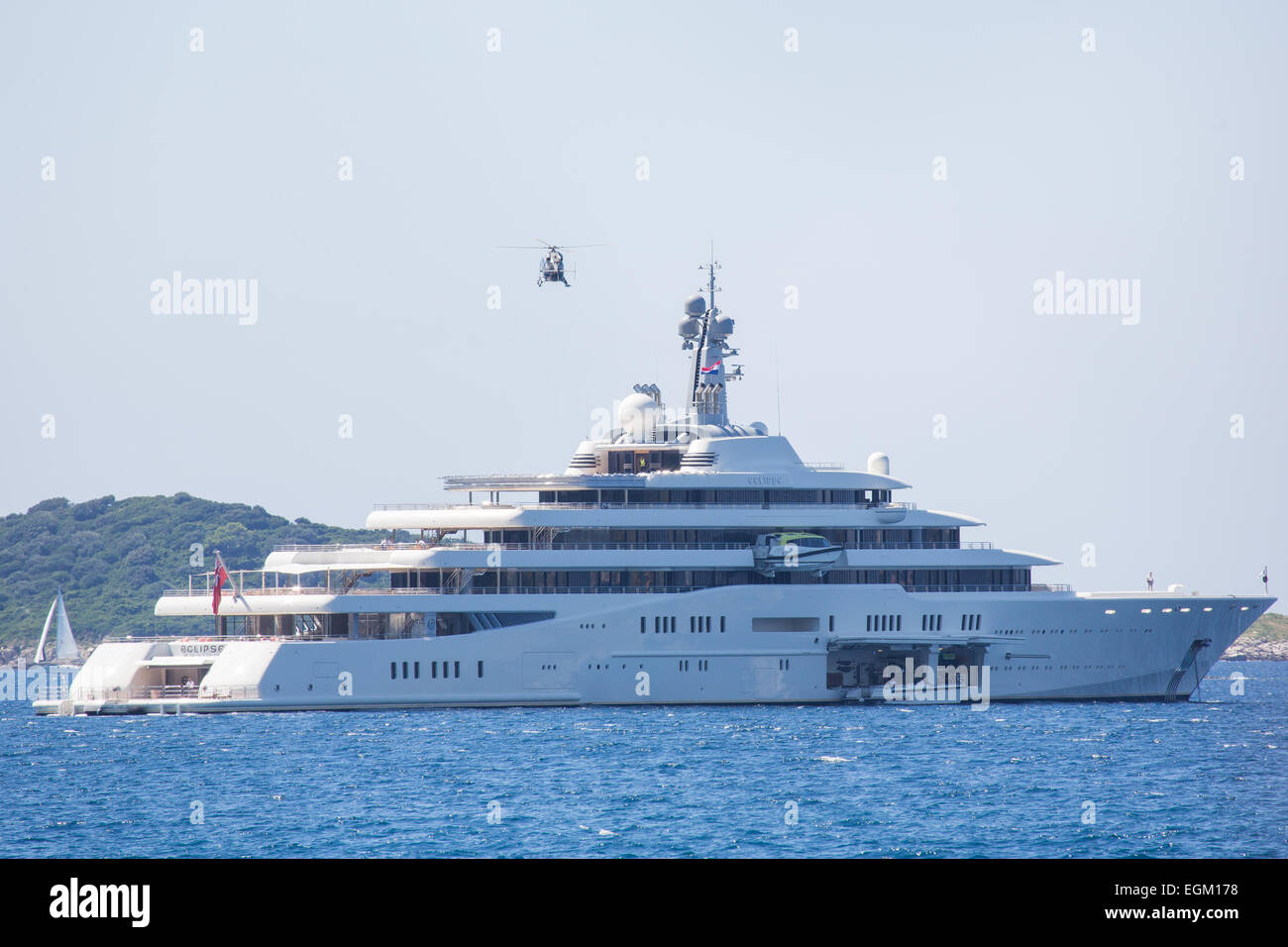 The megayacht 'Eclipse' owned by Roman Abramovich is anchored in Tiha ...