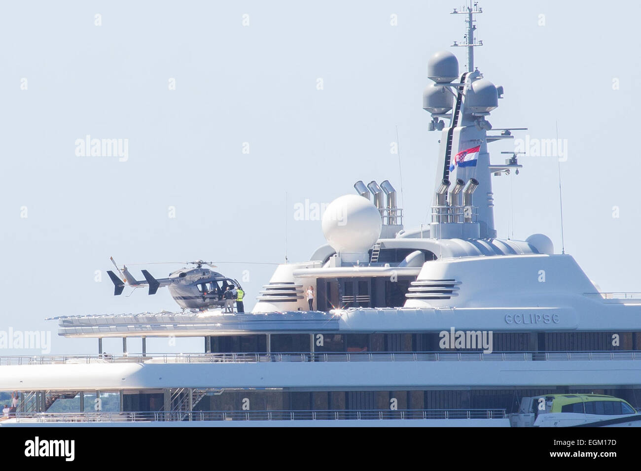 The megayacht 'Eclipse' owned by Roman Abramovich is anchored in Tiha ...