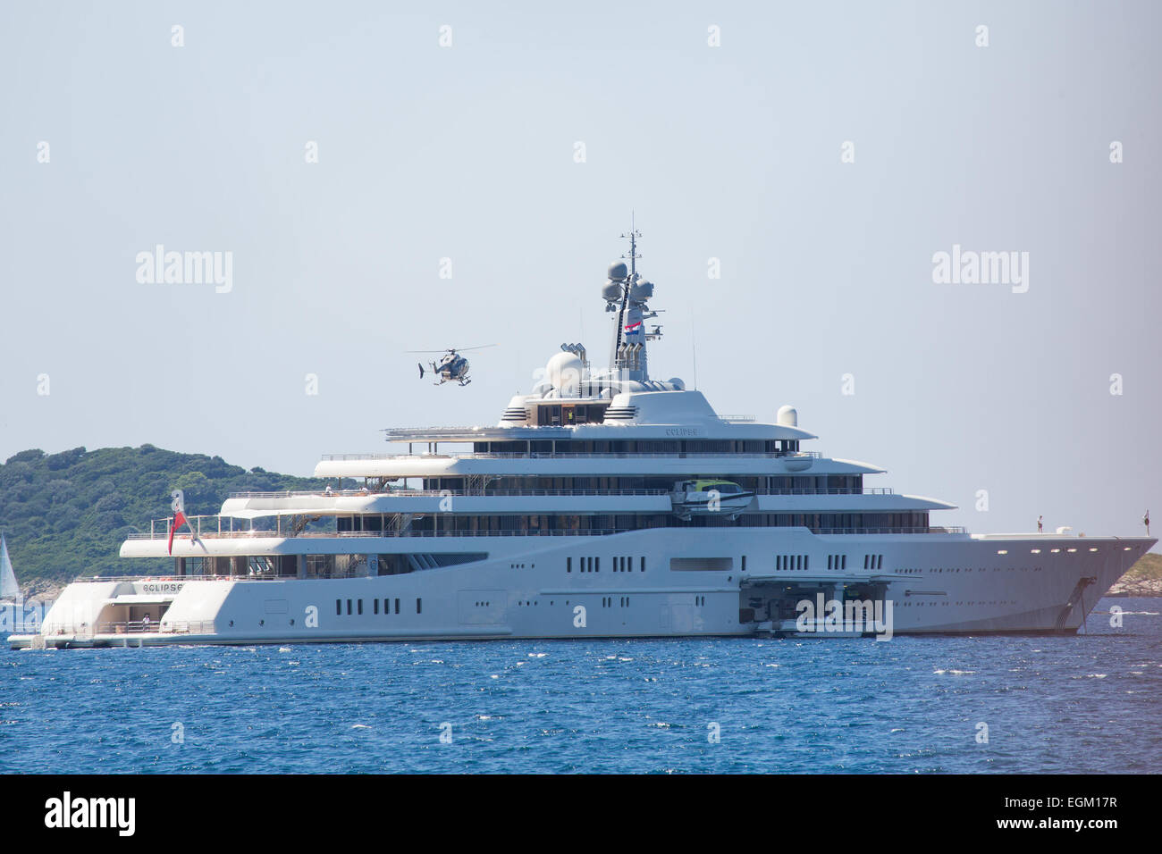 The megayacht 'Eclipse' owned by Roman Abramovich is anchored in Tiha ...