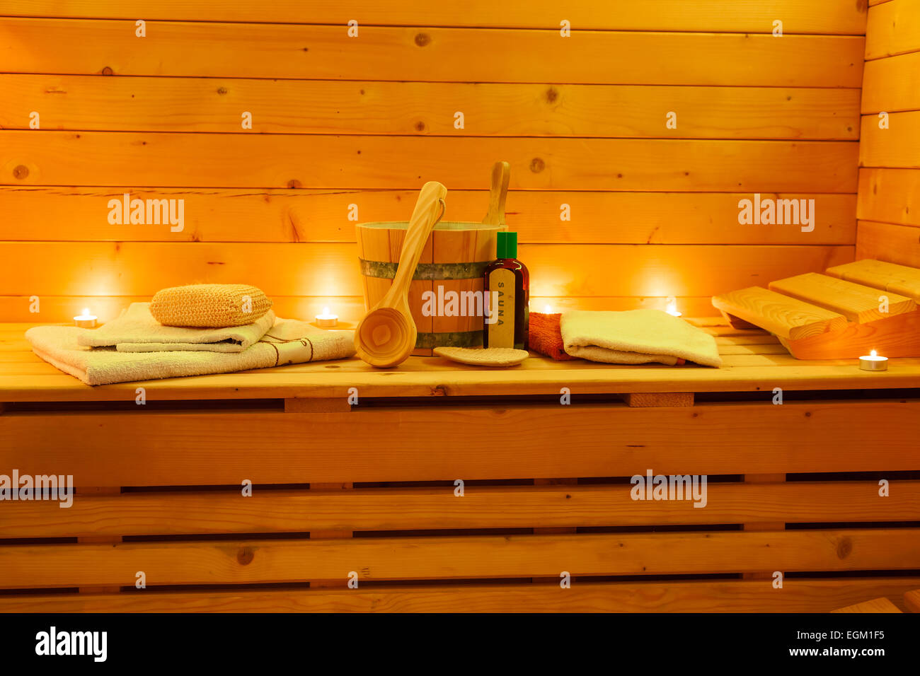 Interior of cedar wood sauna hi-res stock photography and images - Alamy