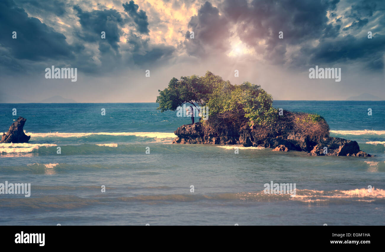 lonely island in the ocean Stock Photo - Alamy