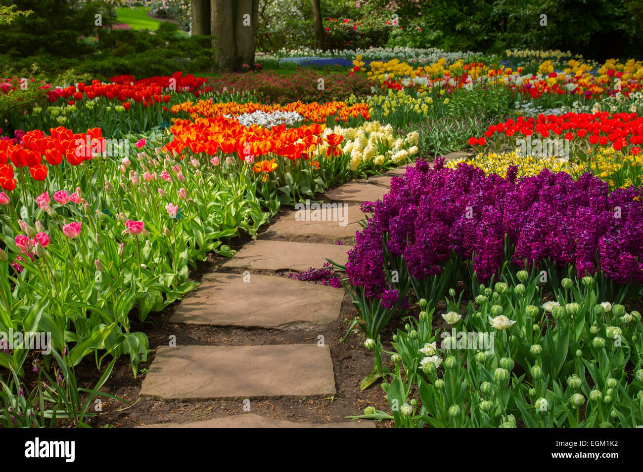 Stone path winding in a garden Stock Photo - Alamy