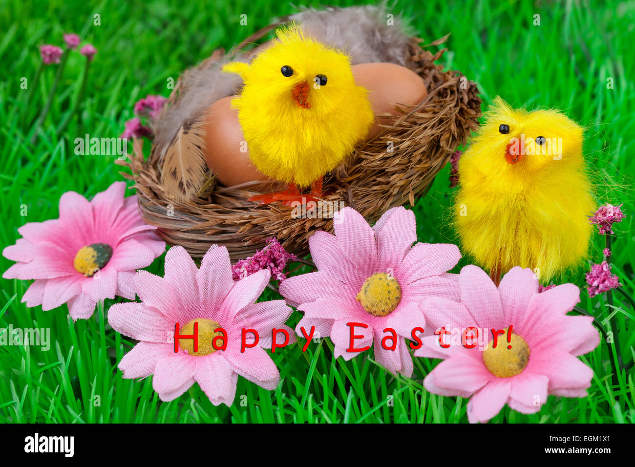 Happy easter greeting the easter chick hi-res stock photography and ...