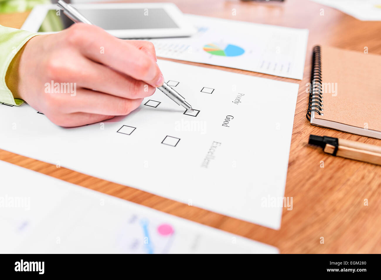 Examination paper on the office desk Stock Photo - Alamy