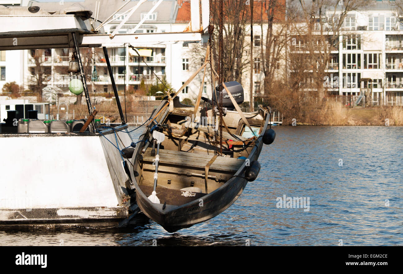 The hanging boat Stock Photo - Alamy