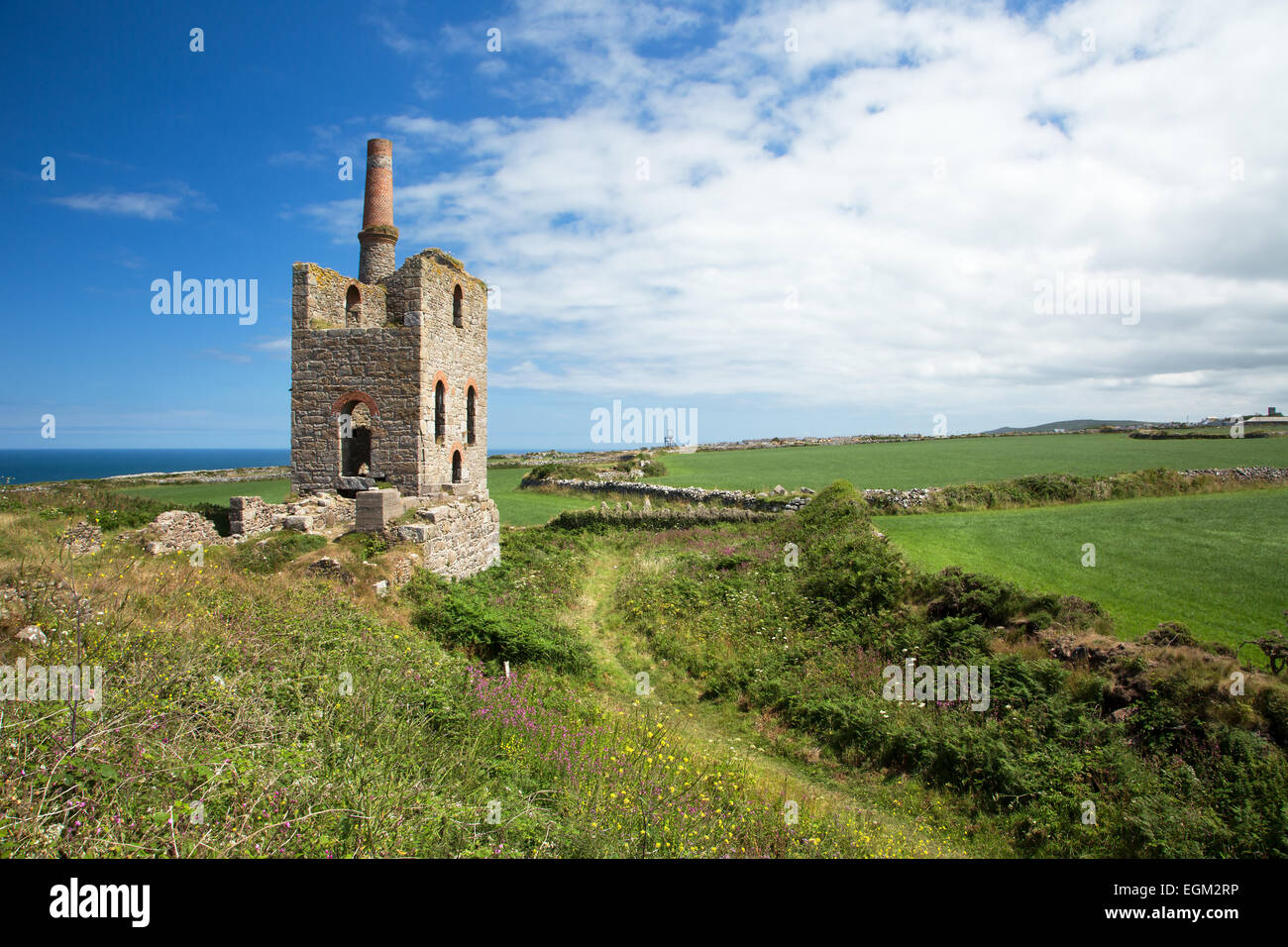 Derelict beam engine house near Levant mines, Levant Cornwall Uk Stock ...