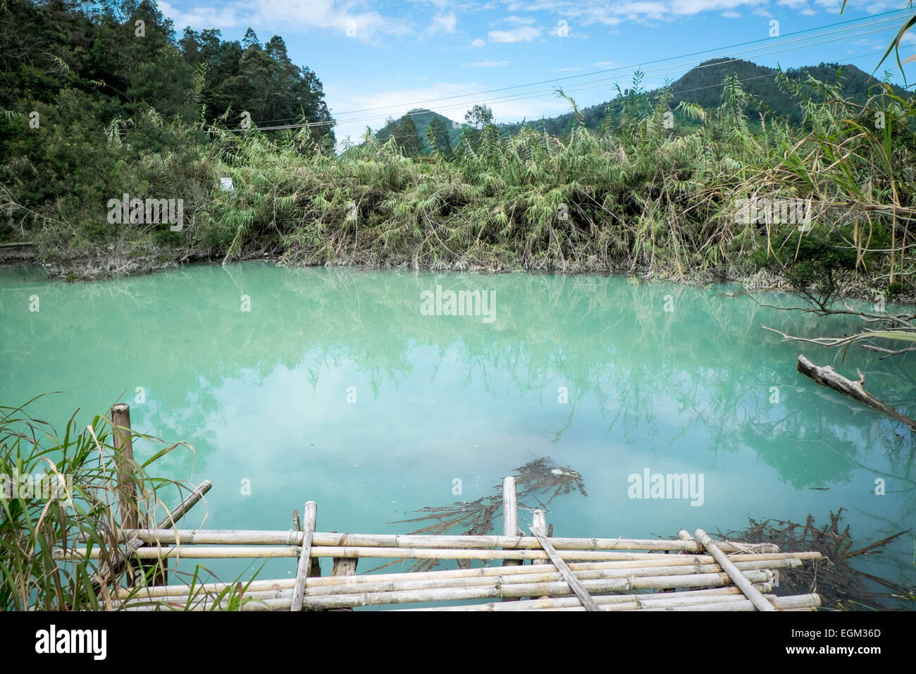 Telaga Warna volcanic lake on the Dieng plateau, Indonesia Stock Photo ...