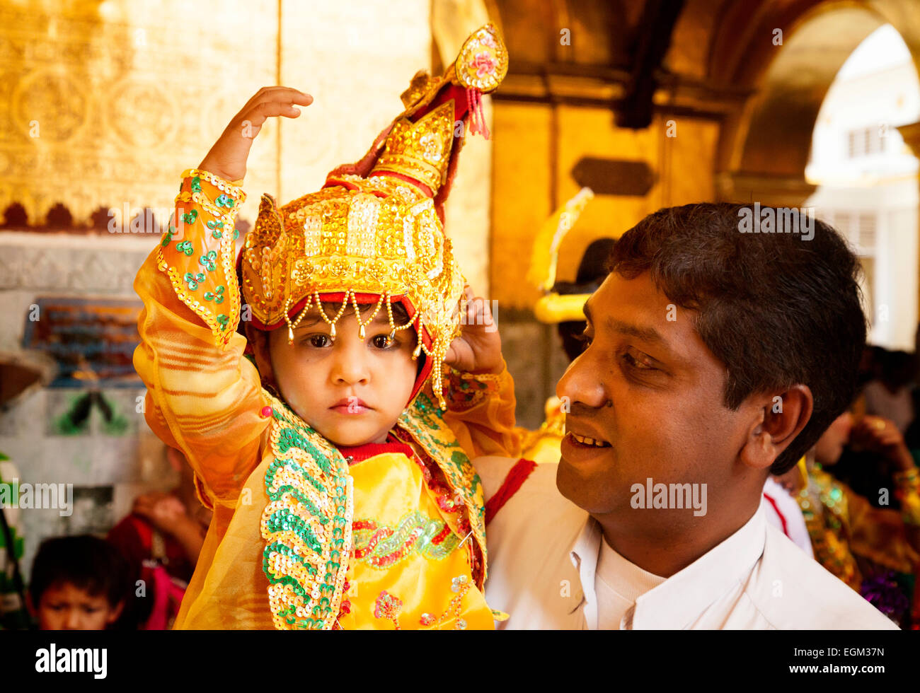 A father and his child in ceremonial dress, Mandalay, Myanmar ( Burma ...