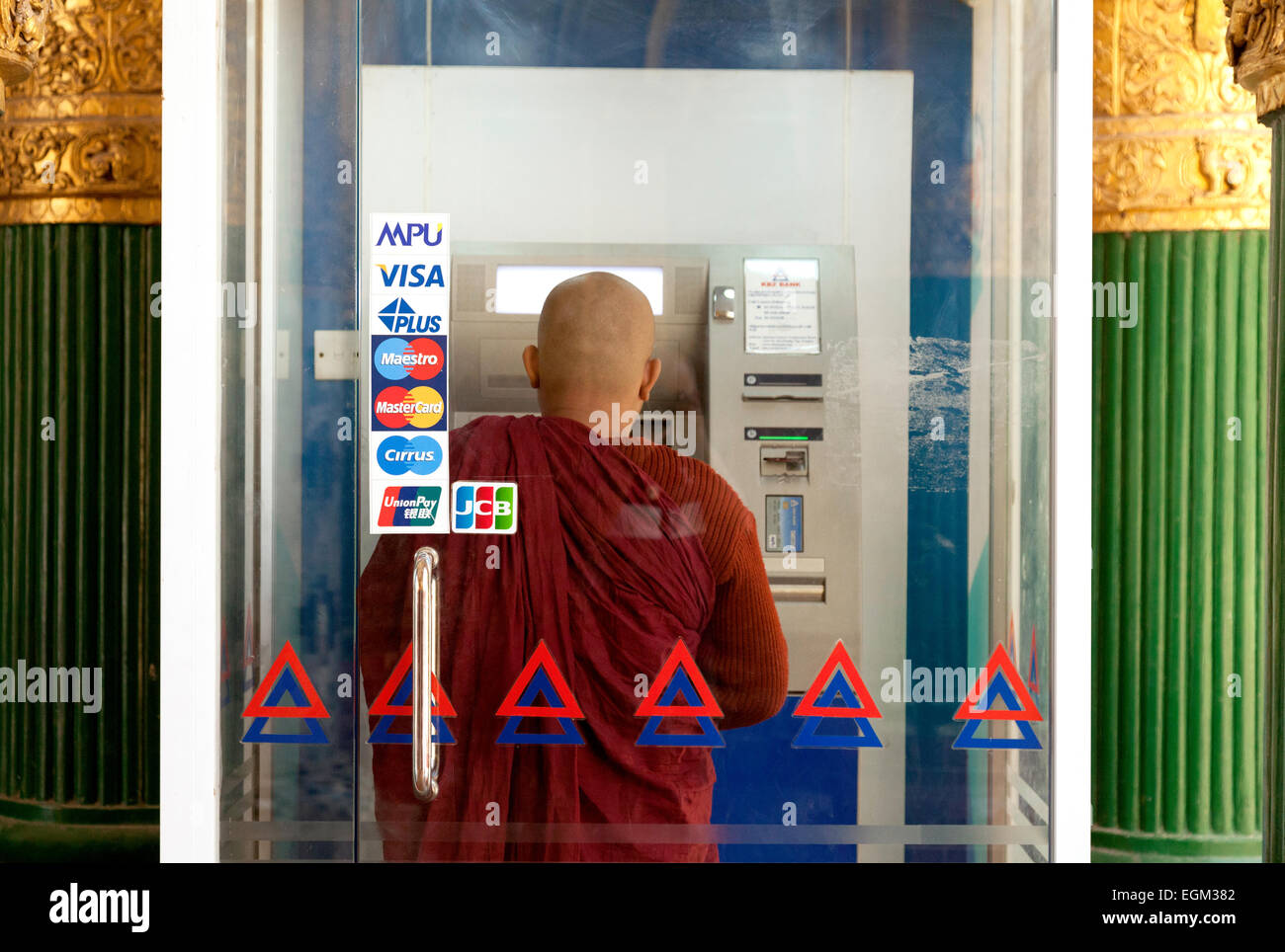Buddhist monk at atm machine hi-res stock photography and images - Alamy