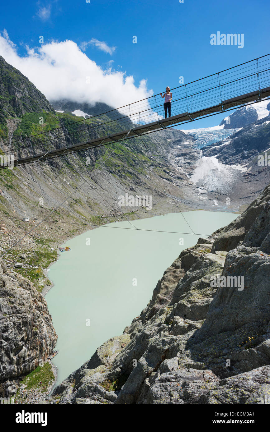 Europe, Switzerland, Canton of Bern, Triftbruke, Trift bridge Stock ...