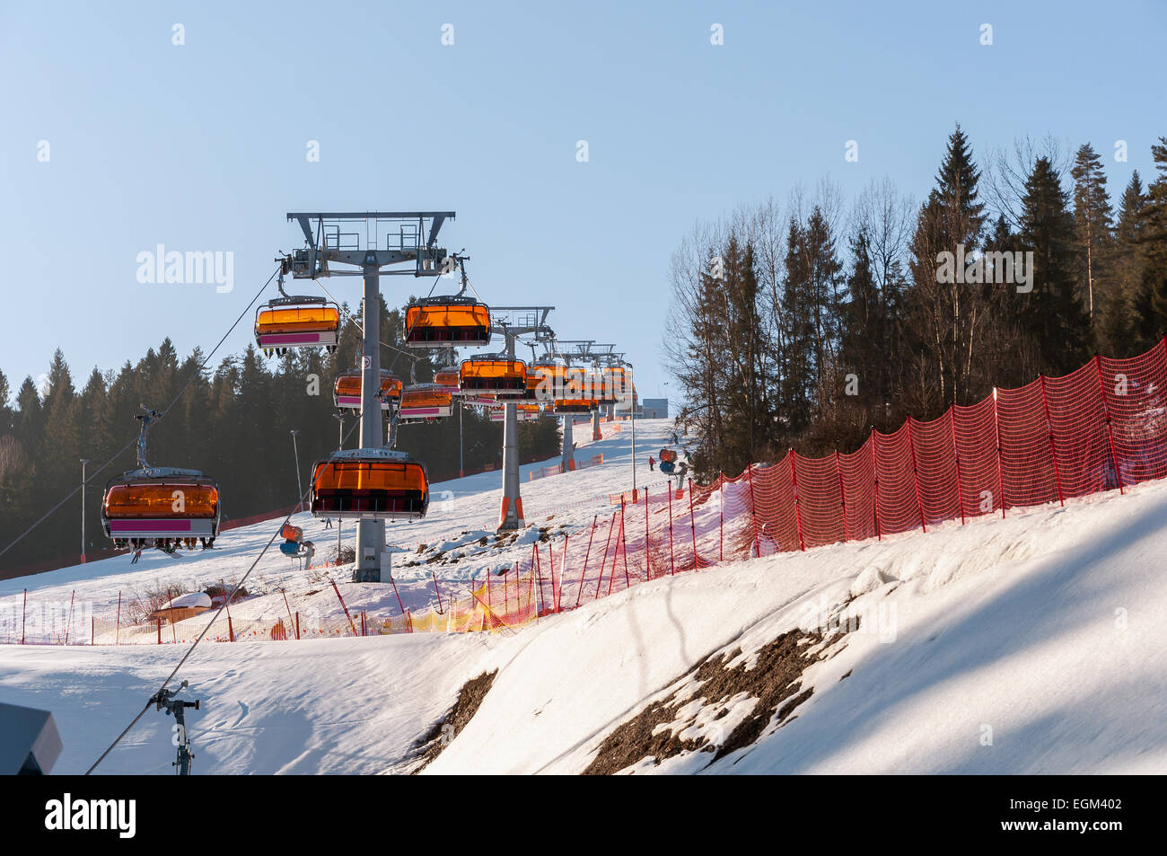 Ski slope and modern chair ski lift in polish mountains Stock Photo - Alamy