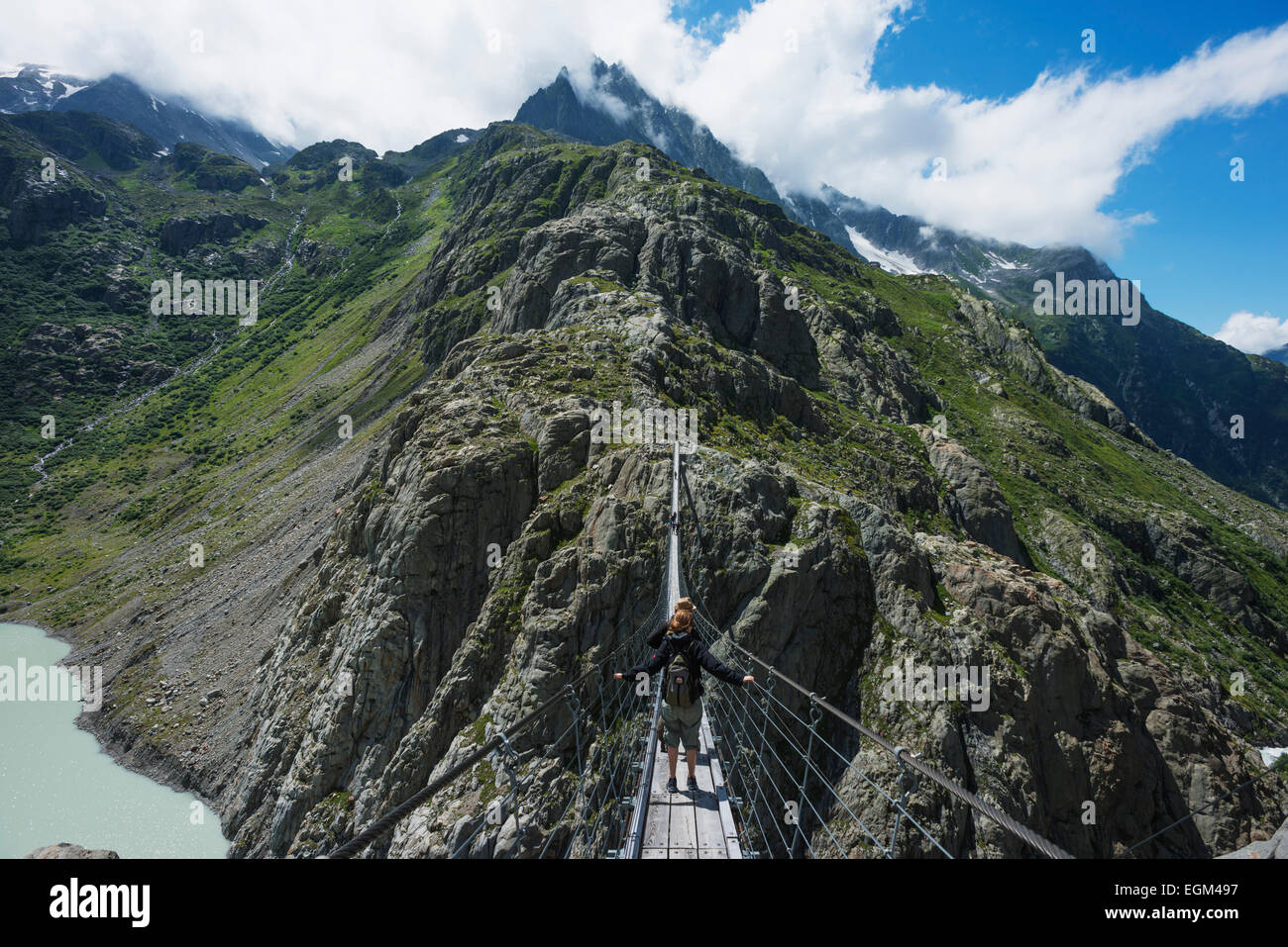 Europe, Switzerland, Canton of Bern, Triftbruke, Trift bridge Stock ...