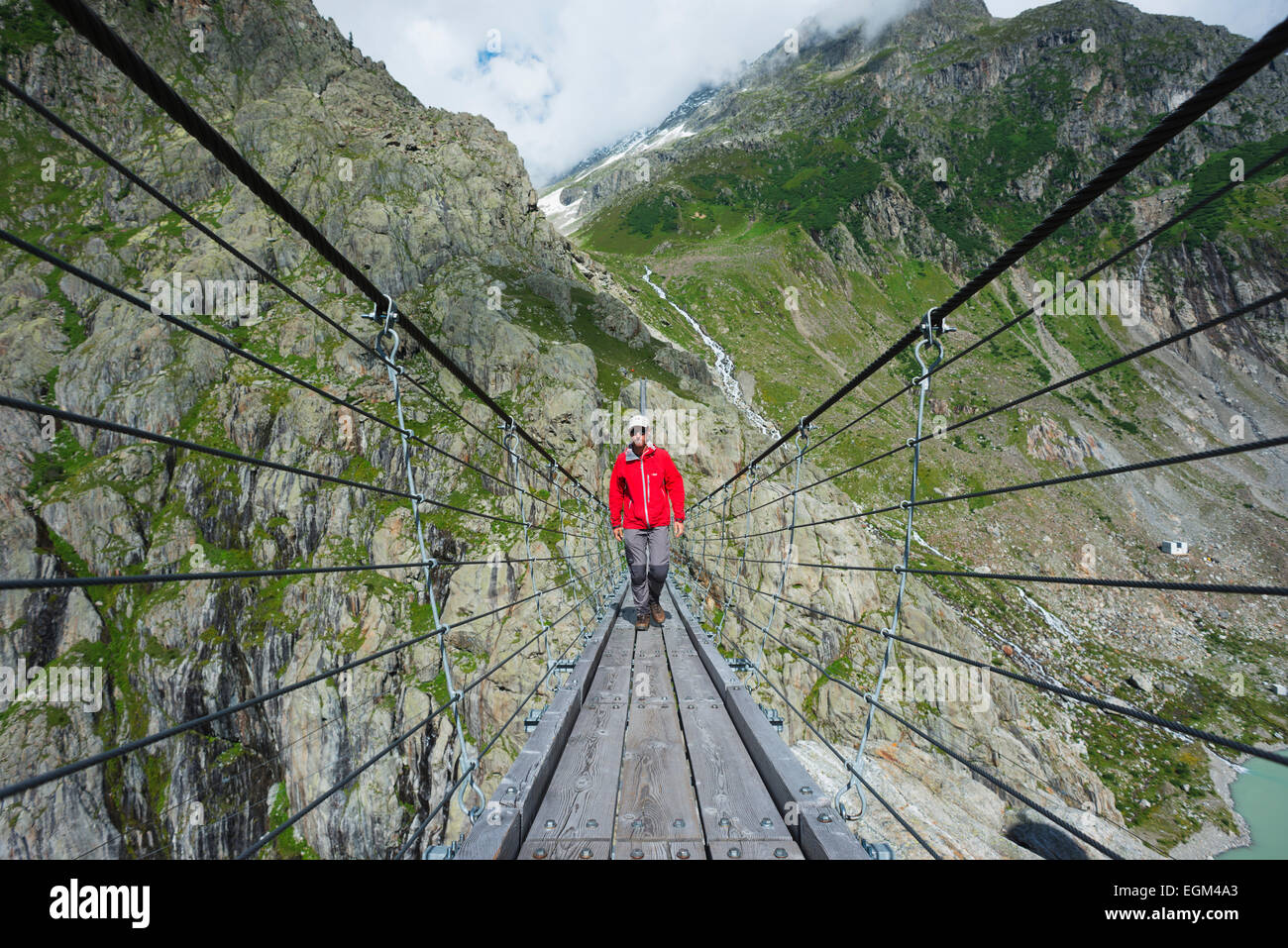 Europe, Switzerland, Canton of Bern, Triftbruke, Trift bridge Stock ...