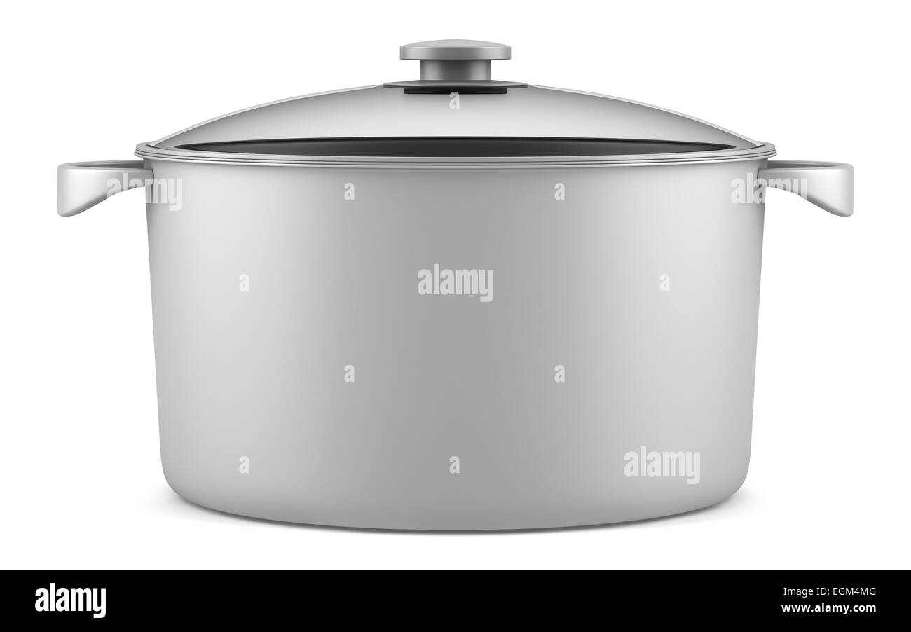 single gray cooking pan isolated on white background Stock Photo - Alamy