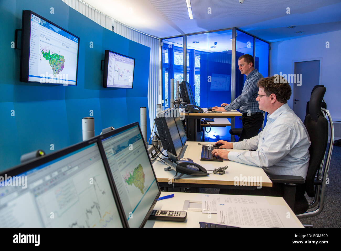 Dam control center of the "Ruhrverband" - Ruhr Association, control of ...