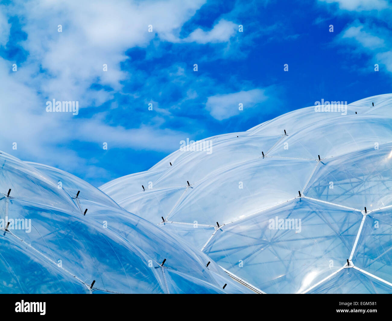 View of the geodesic biome domes at the Eden Project near St Austell in ...