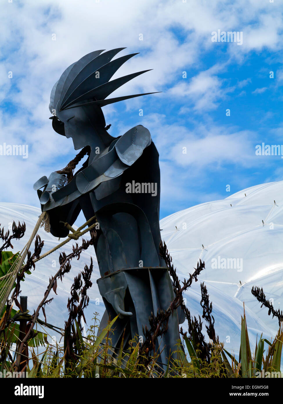 Silhouette of a sculpture of a man in the grounds of the Eden Project ...