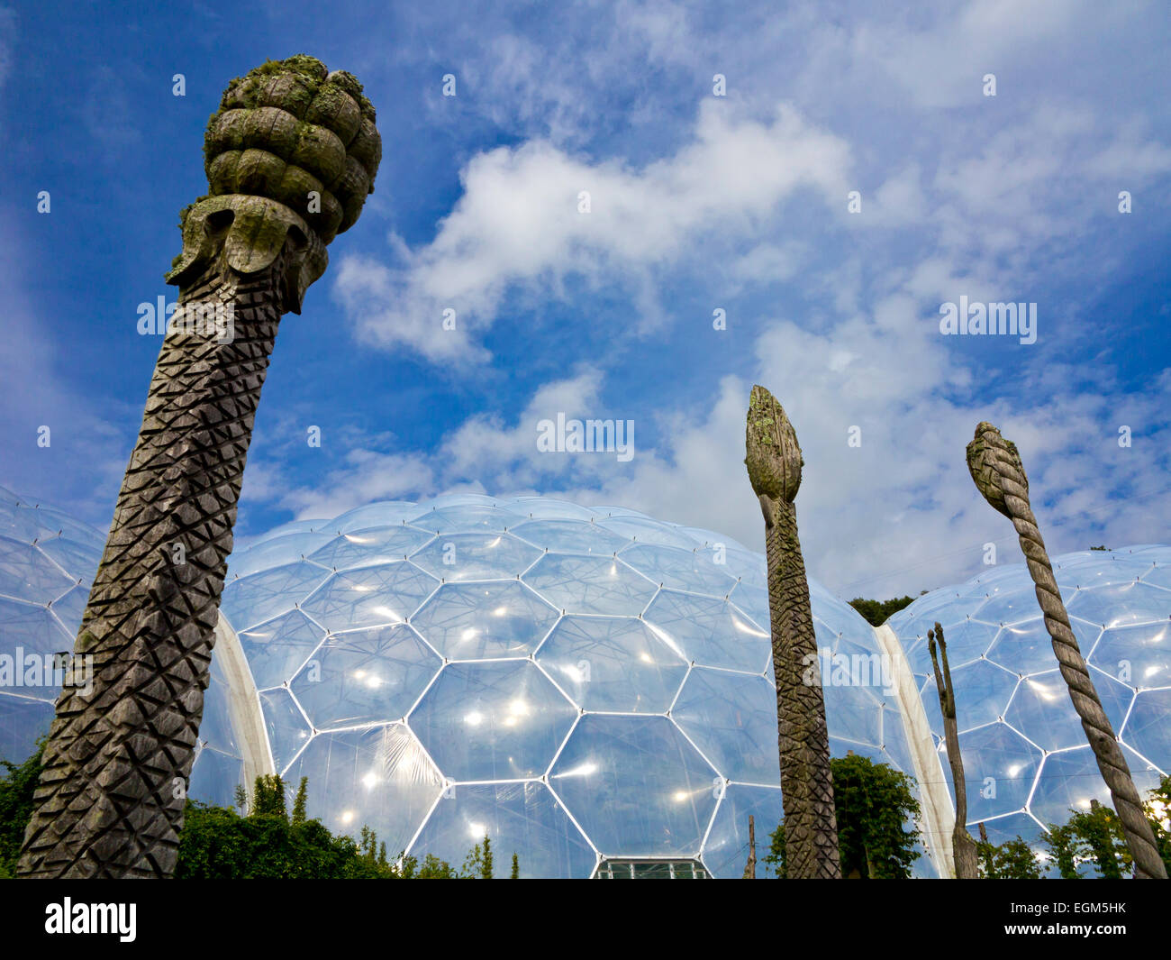 View of the geodesic biome domes at the Eden Project near St Austell in ...