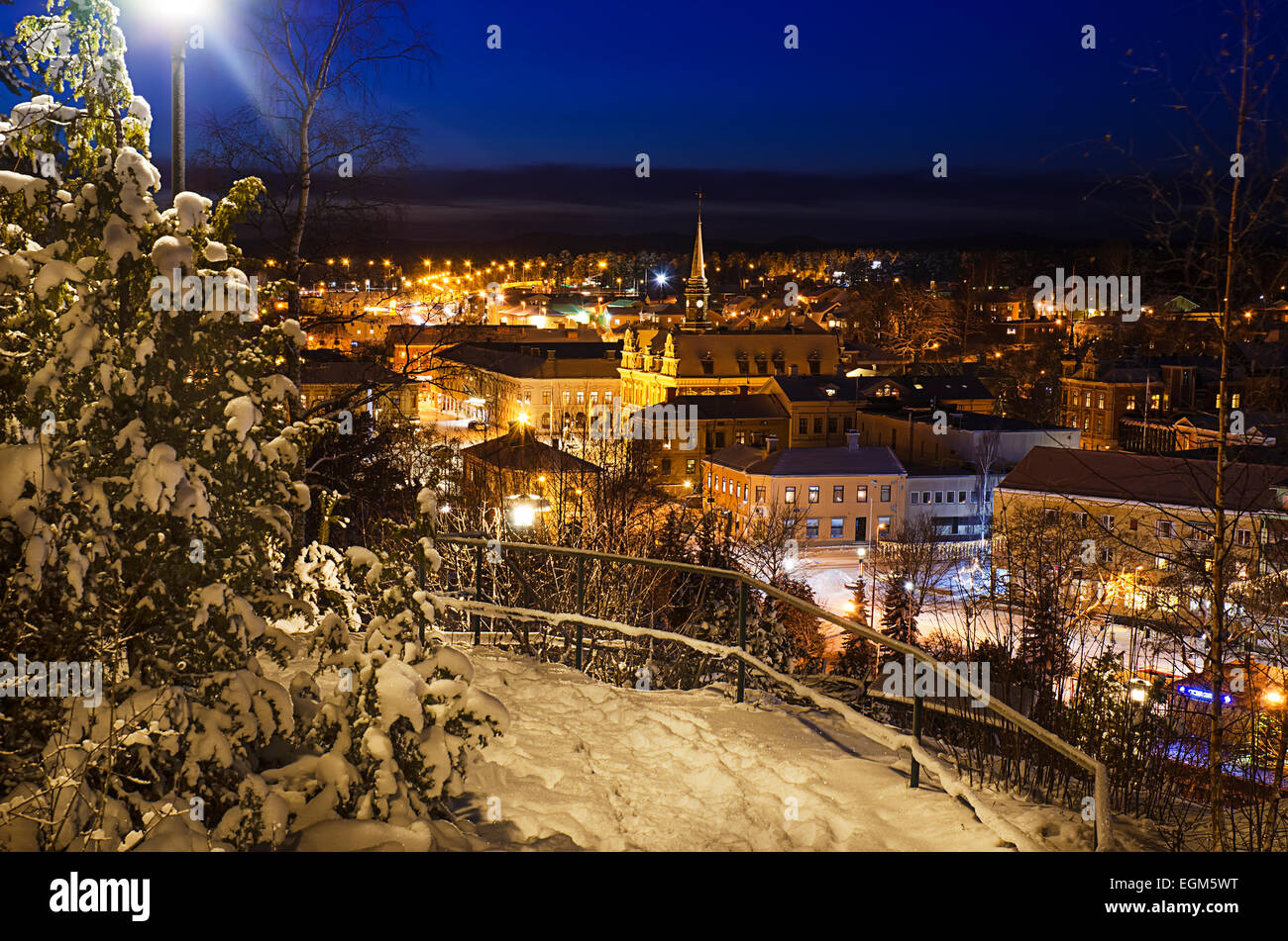 View of small swedish town Stock Photo - Alamy