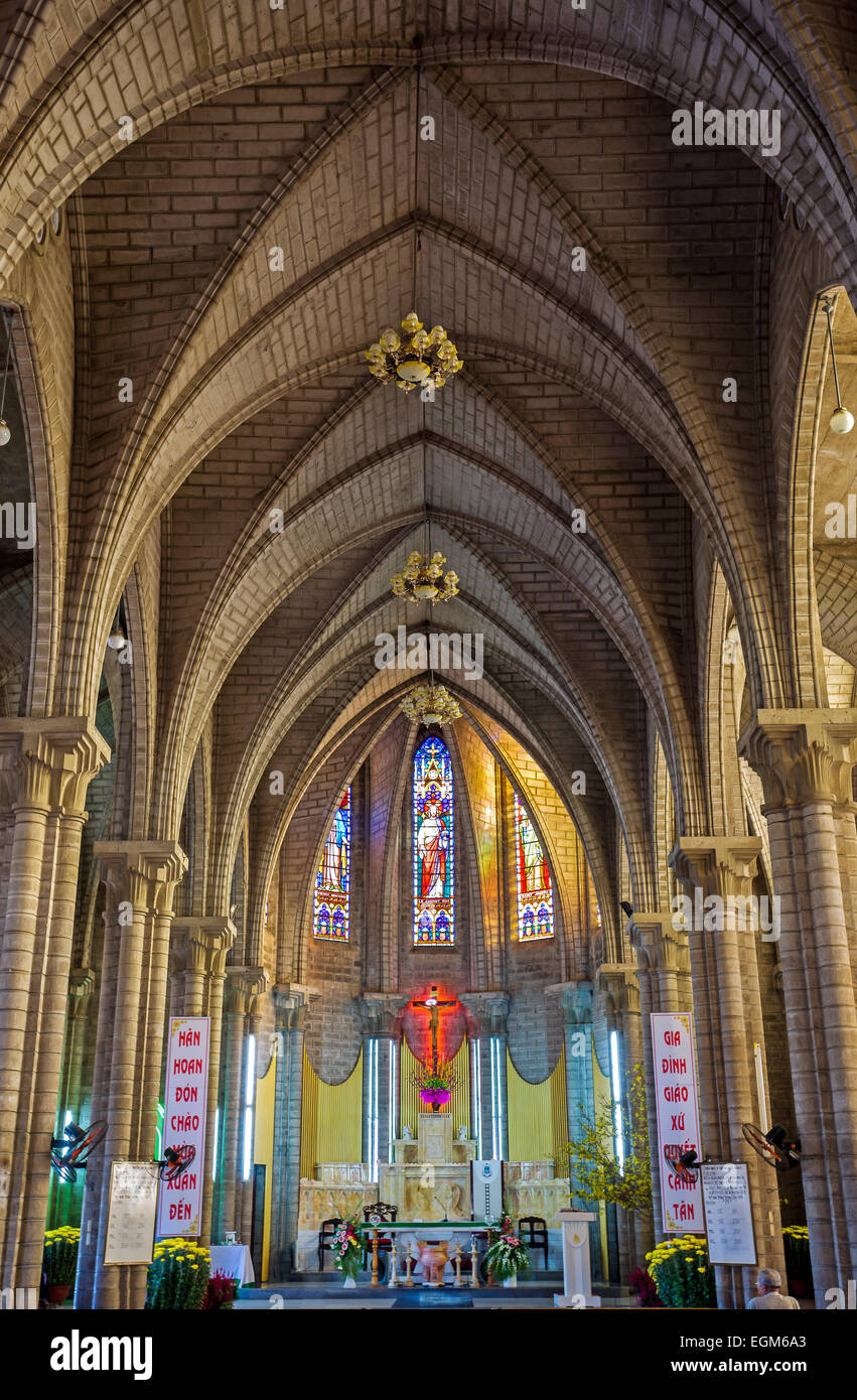 Interior of King Cathedral (Stone Church) in the morning. Nha Trang ...