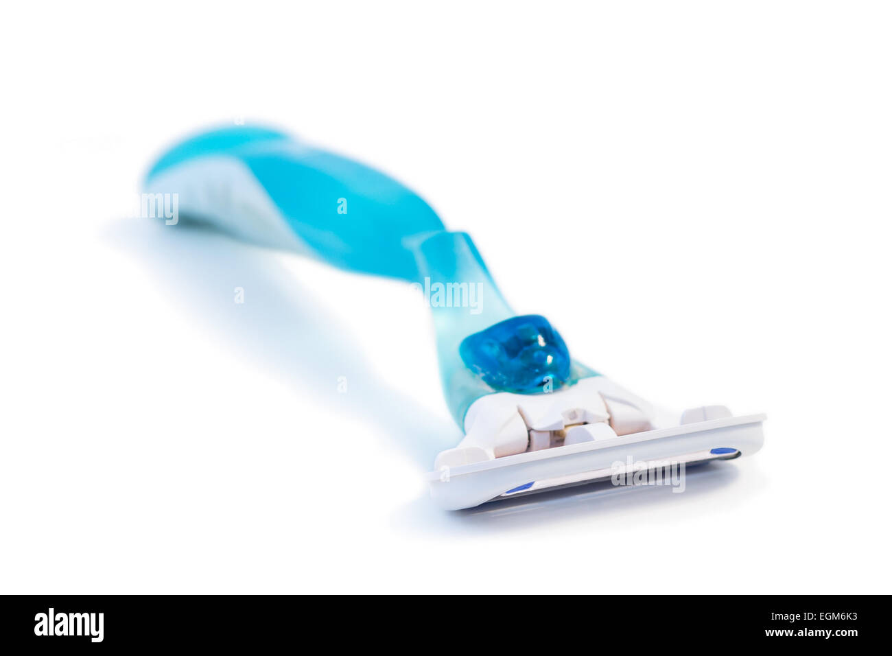 Closeup of a blue lady shaver, isolated on white background Stock Photo ...