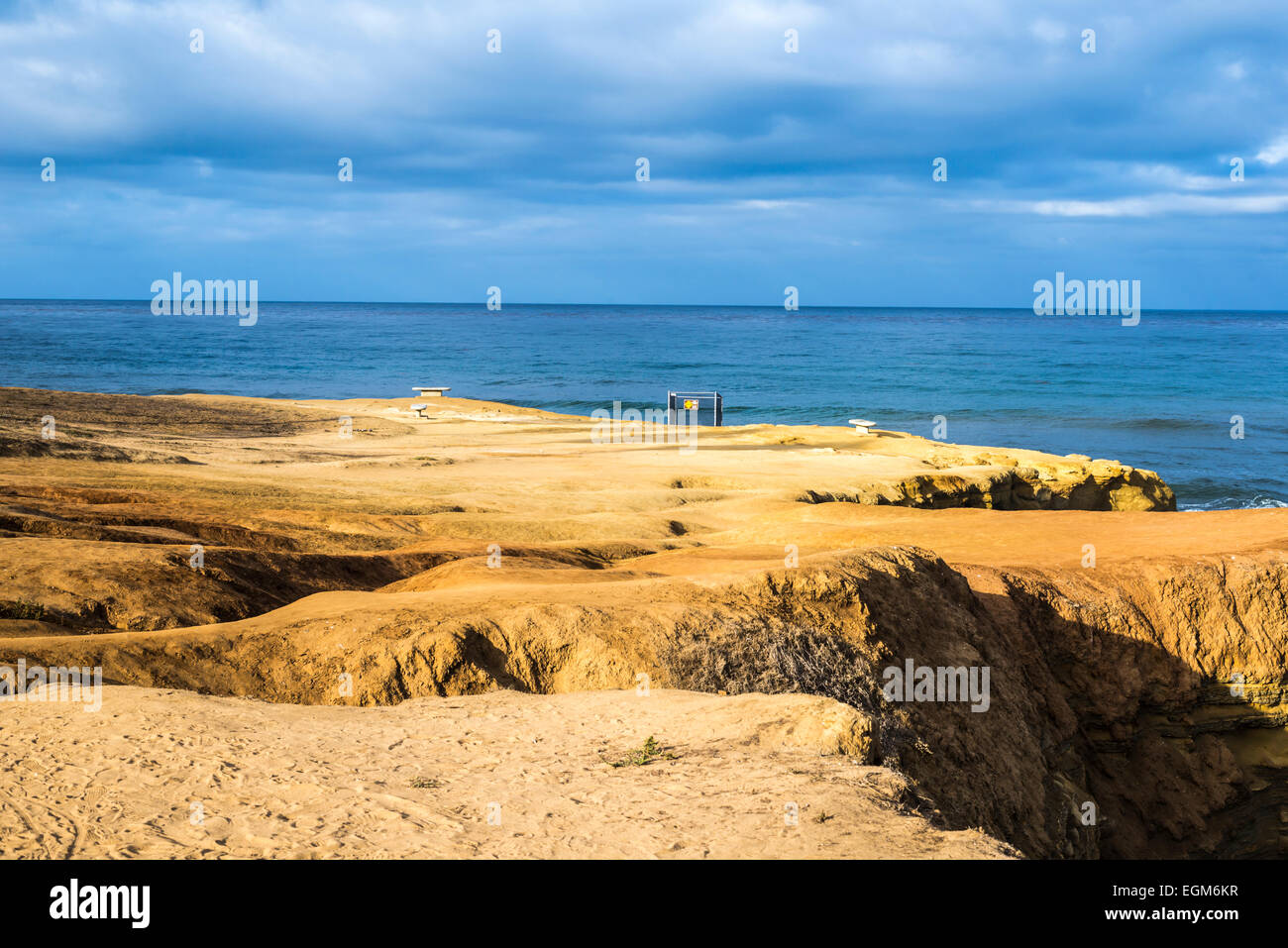 Cliff area above the ocean at Luscomb Point. Sunset Cliffs Natural Park ...